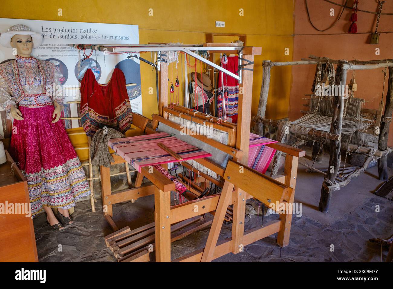 Sibayo, Peru - Dec 5, 2023: Traditional textile production at a ...