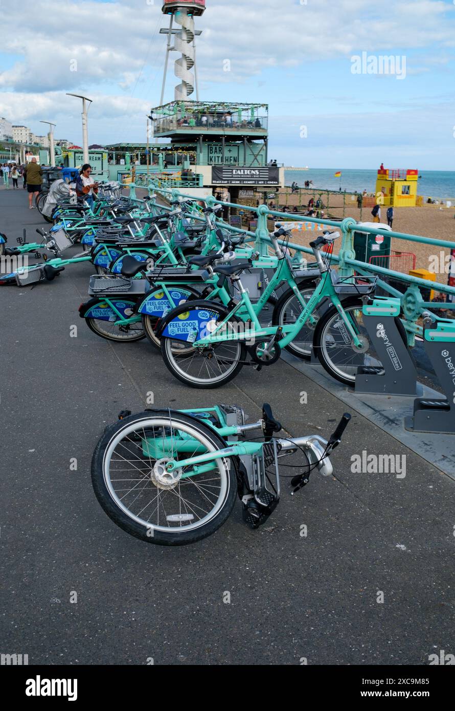 A bike hub near Brighton Pier England overflowing with Beryl BTN bikes ...