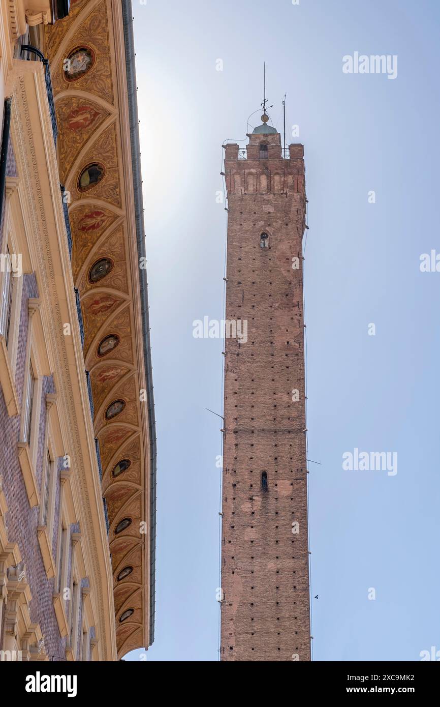 The ancient Asinelli tower stands out over the buildings of the ...