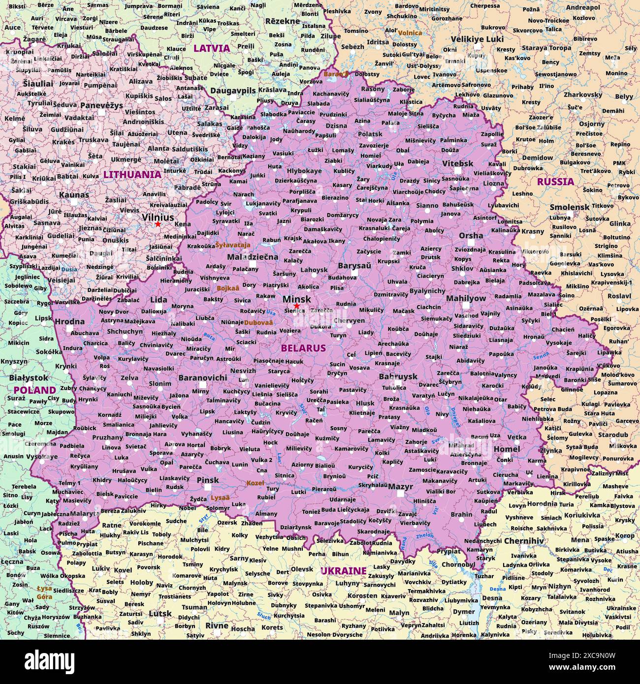 Political map of Belarus vector illustration Stock Vector Image & Art ...