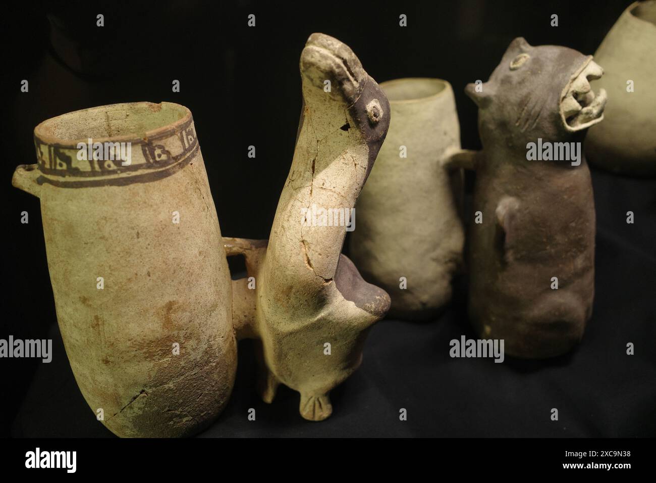 Lima, Peru - Dec 3, 2023: Ancient pre-Inca ceramics on display at the ...