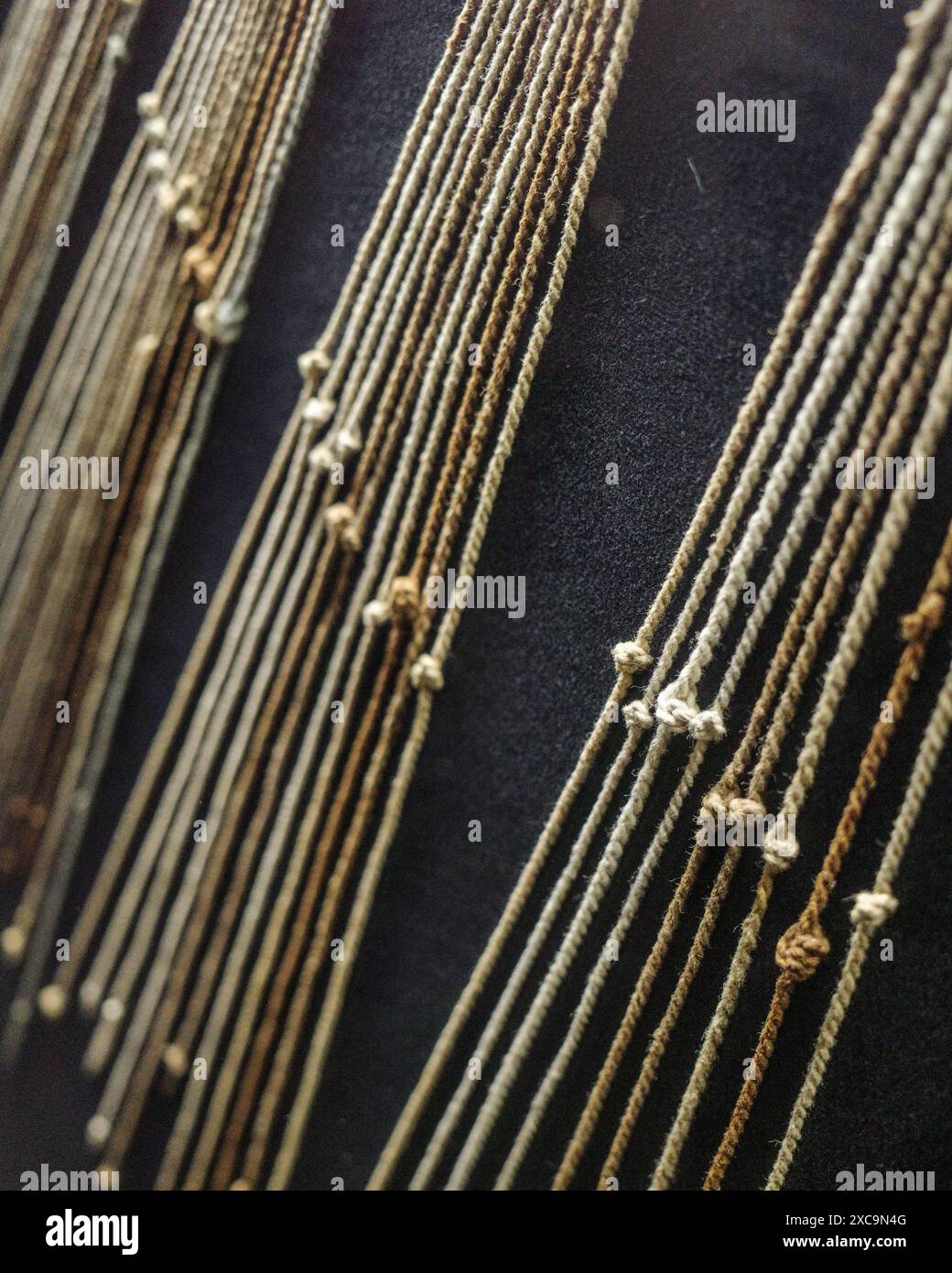 Lima, Peru - Dec 3, 2023: Incan Quipu, a recording device made from ...