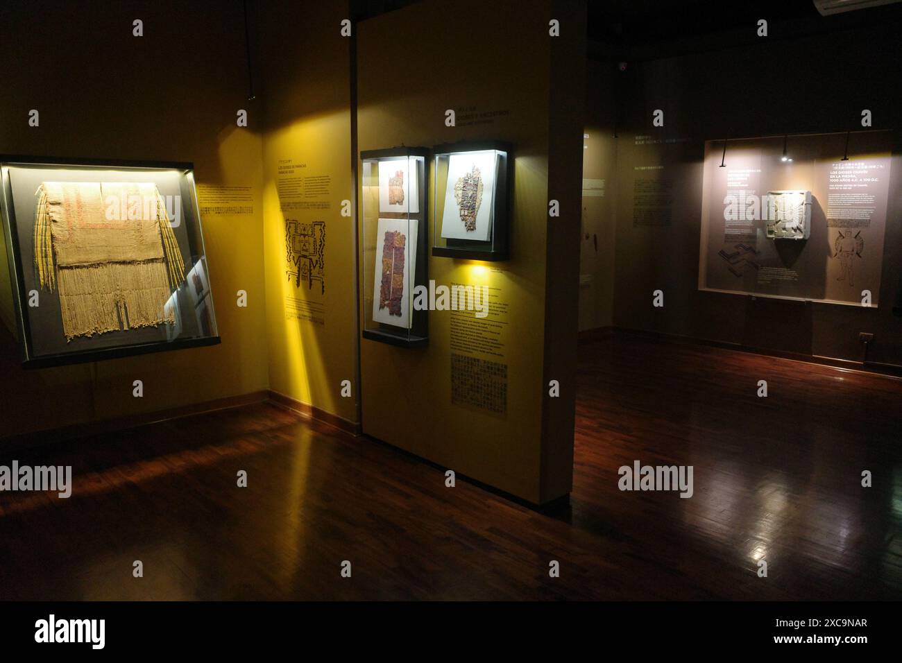 Lima, Peru - Dec 3, 2023: Ancient pre-Inca textiles on display at the ...