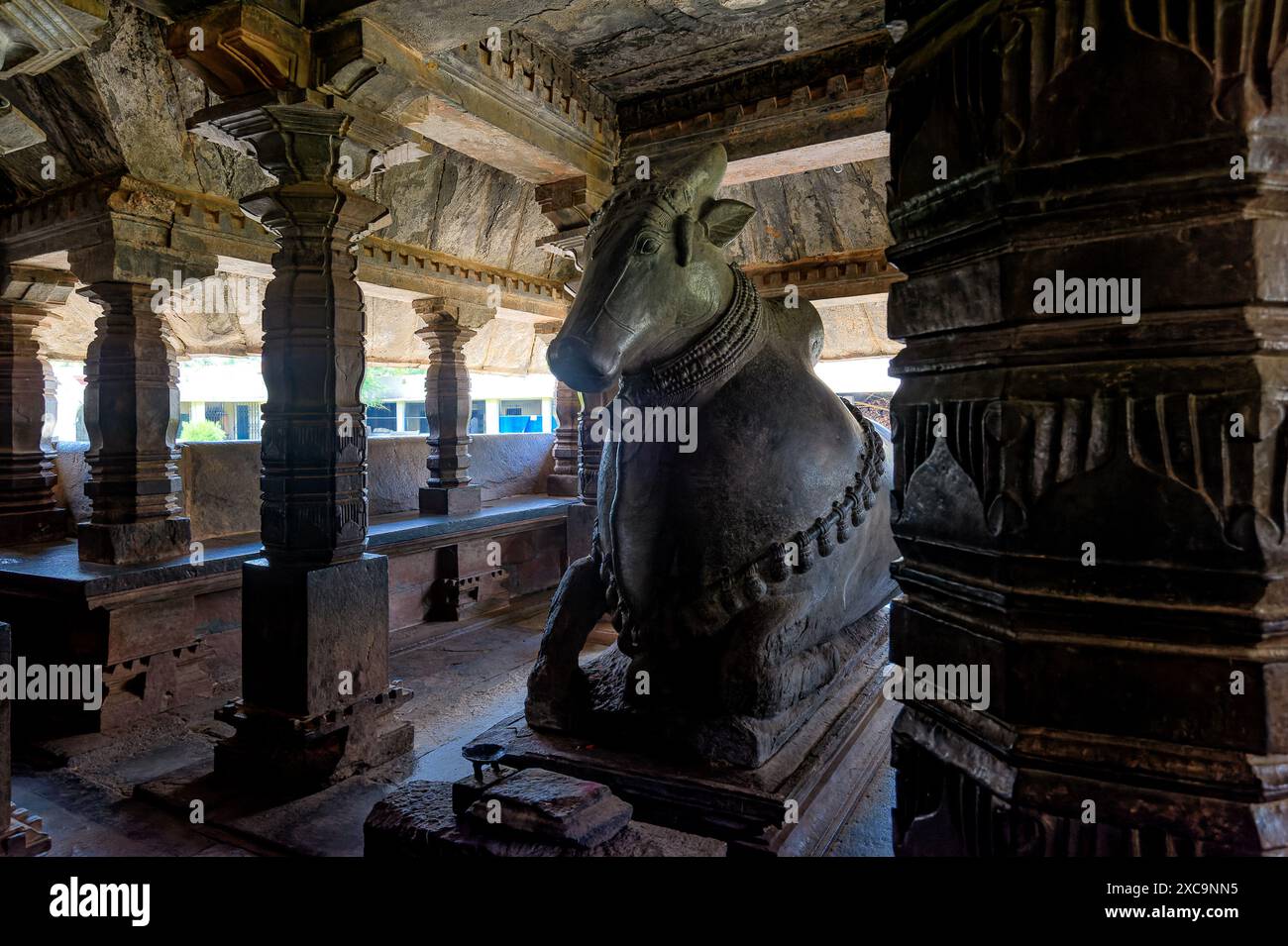 06 04 2014 Vintage Old Nandi at Nritya mantapa Madhukeshwara temple ...