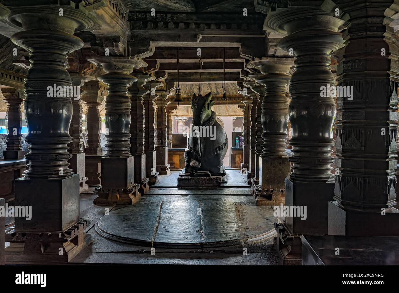 06 04 2014 Vintage Old Nandi at Nritya mantapa Madhukeshwara temple ...