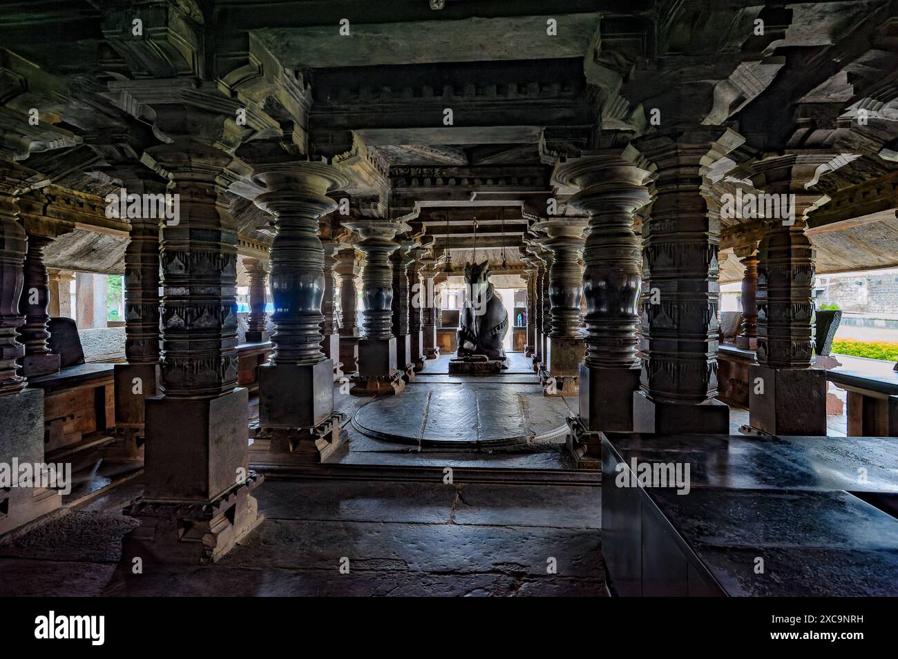 06 04 2014 Vintage Old Nandi at Nritya mantapa Madhukeshwara temple ...