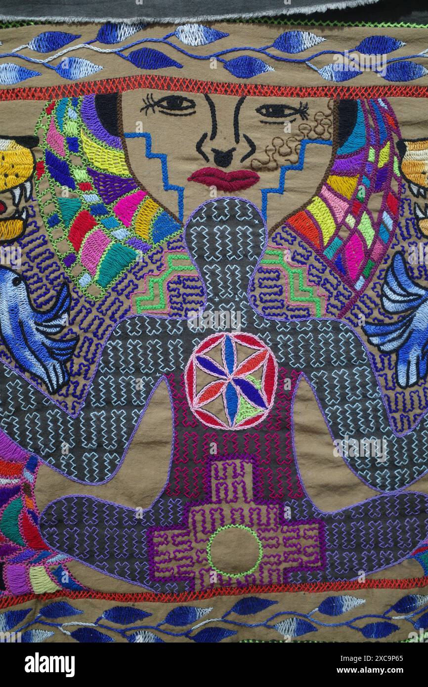 Lima, Peru - Dec 3, 2023: Traditonal Amazonian Shipibo Konibo art ...