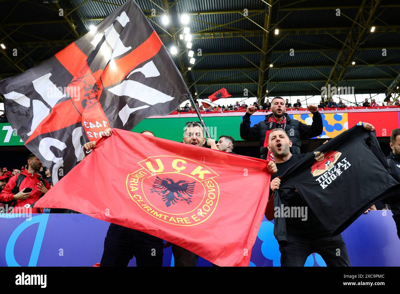 Dortmund, Germany. 15th June, 2024. Albania fan cheer on prior to the ...