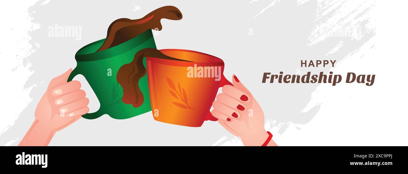 Friendship day background with coffee cup illustration banner ...