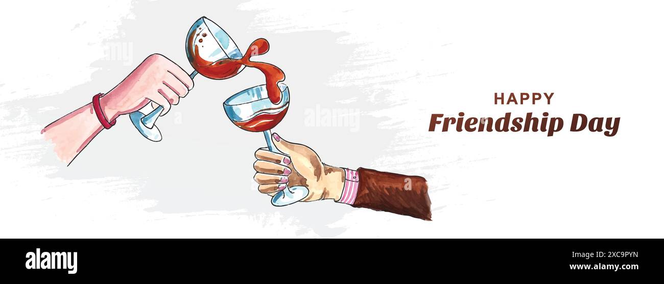 Friendship day background with drink cup watercolor banner background ...