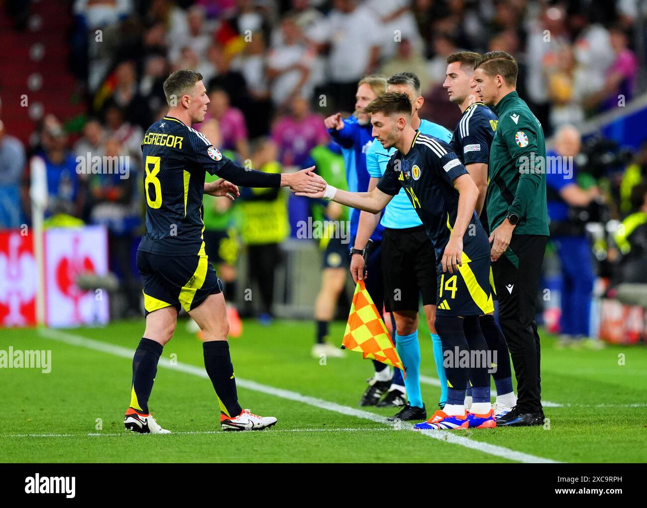 Scotland's Callum McGregor is substituted for Billy Gilmour during the ...