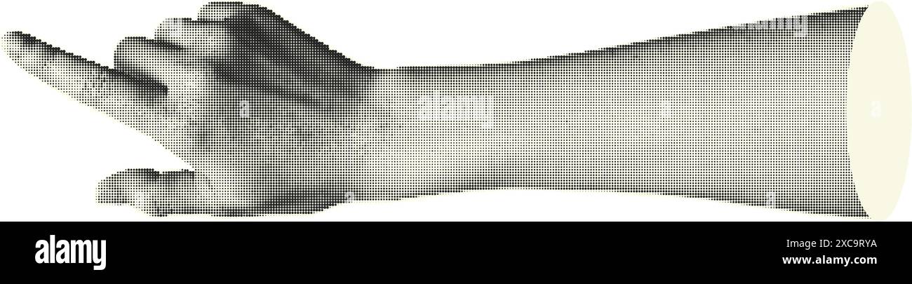 Collage halftone elements with pointing hands and doodle buttons ...