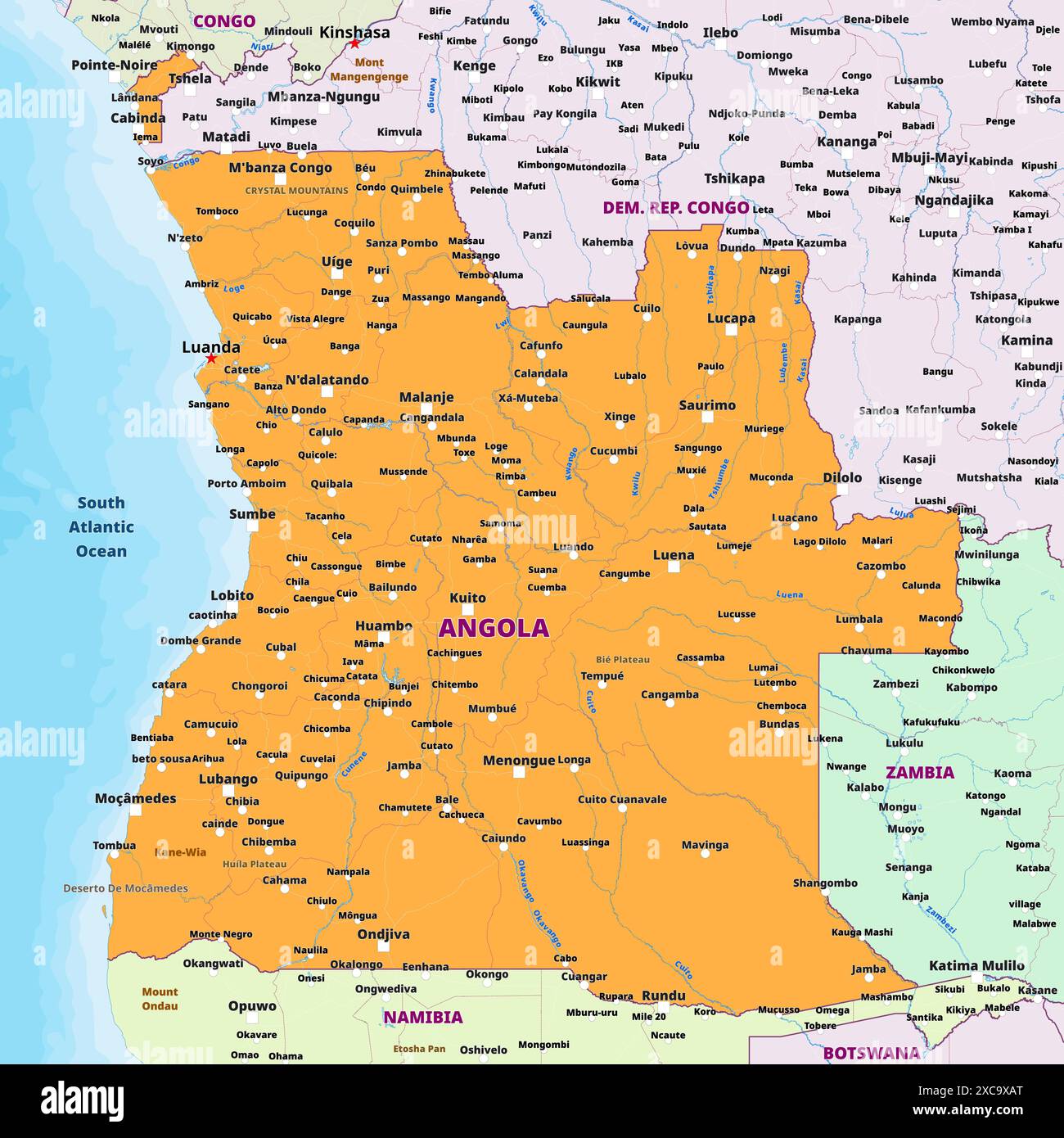 Simple political map of Angola Stock Vector Image & Art - Alamy