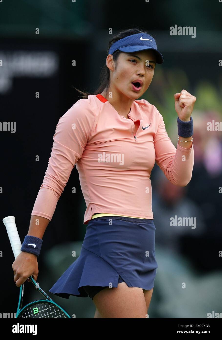 Emma Raducanu celebrates winning a point during her women's singles ...