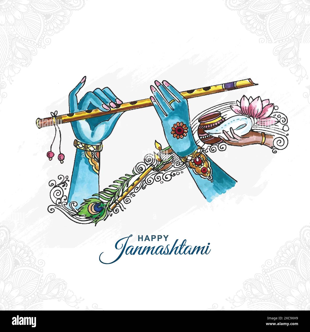 Lord Krishna playing bansuri happy janmashtami holiday artistic ...
