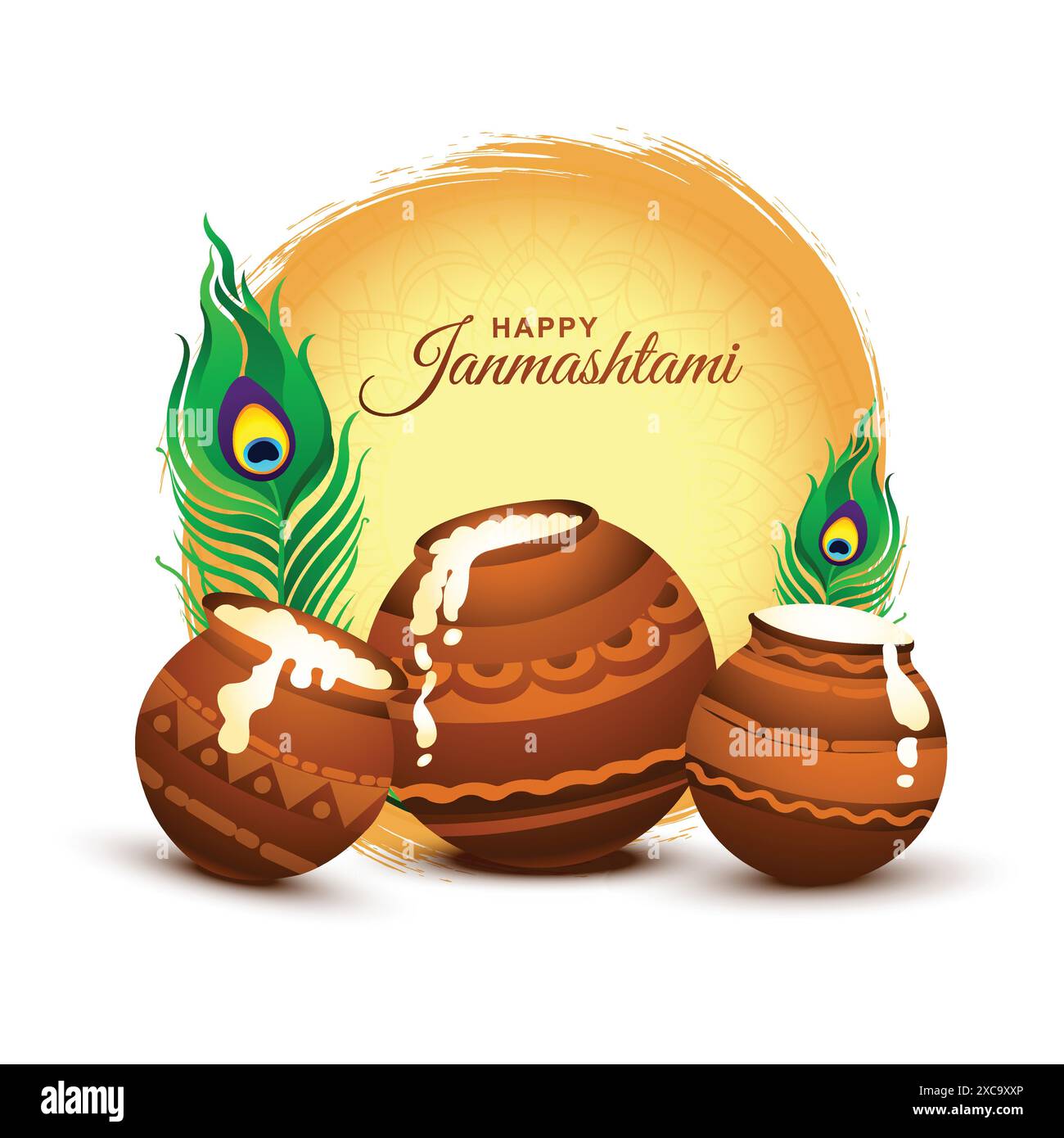 illustration of dahi handi celebration in happy janmashtami holiday ...