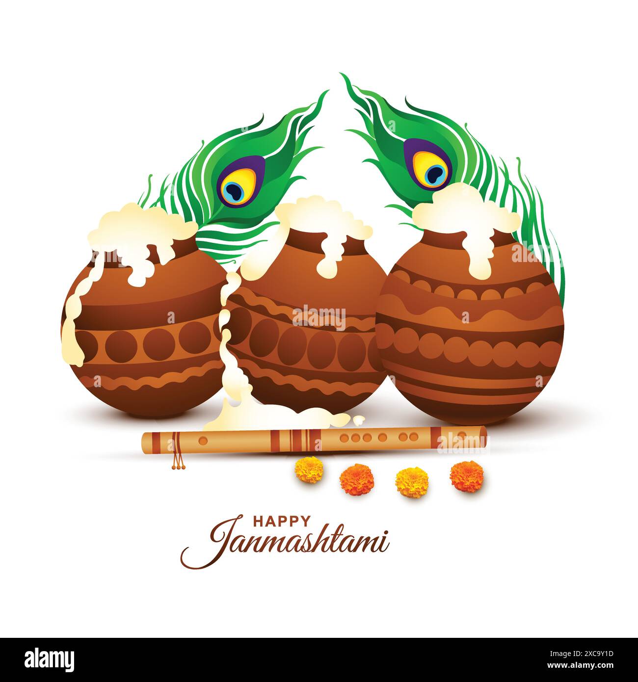 Indian festival of janmashtami celebration card background Stock Vector ...
