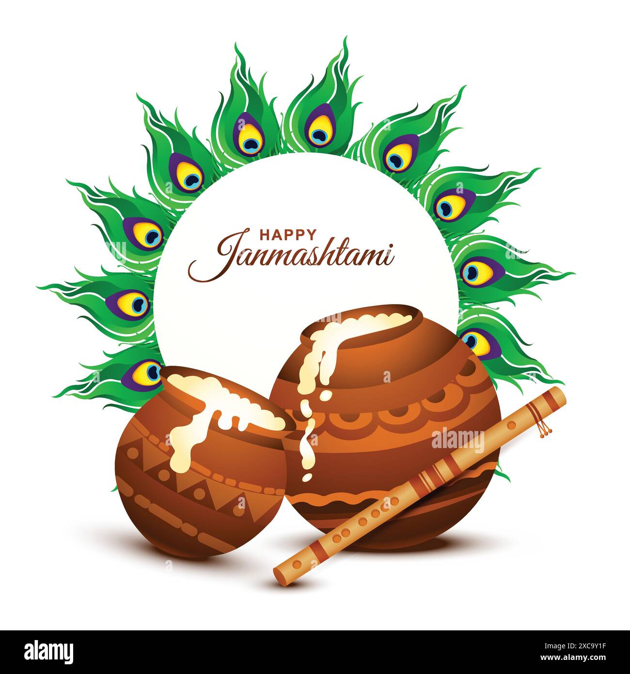 Indian festival of janmashtami celebration card background Stock Vector ...