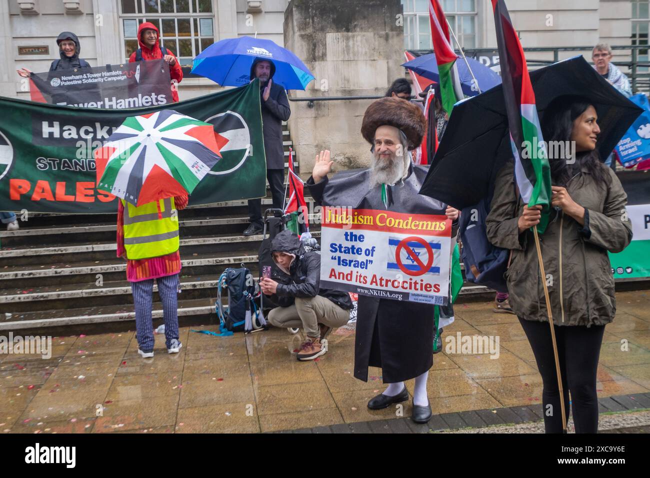 London, UK. 15 June 2024. At the rally outside Hackney Town Hall where ...