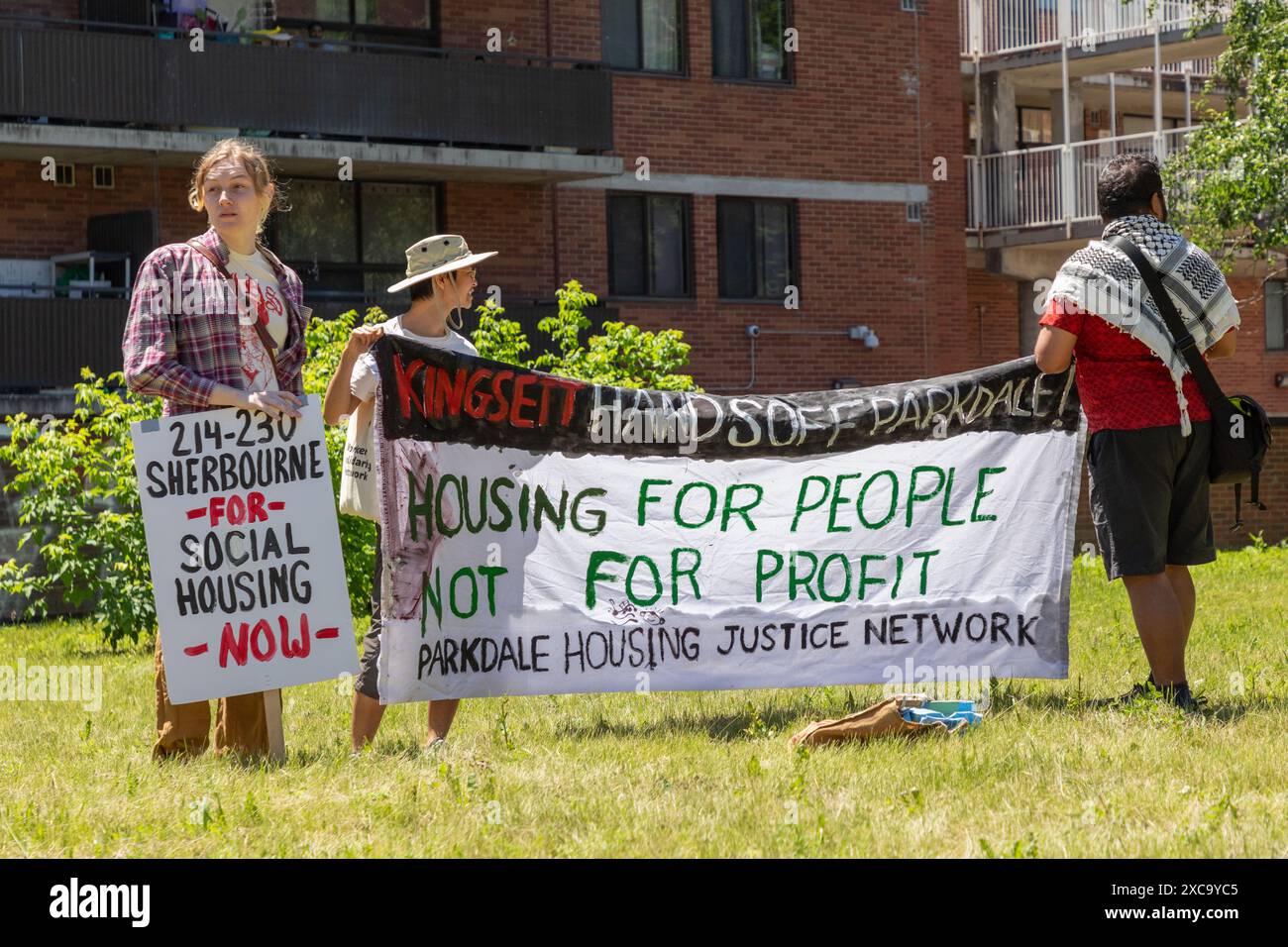 Toronto, Canada, 15th Jun 2024. Activists protest at an empty downtown ...