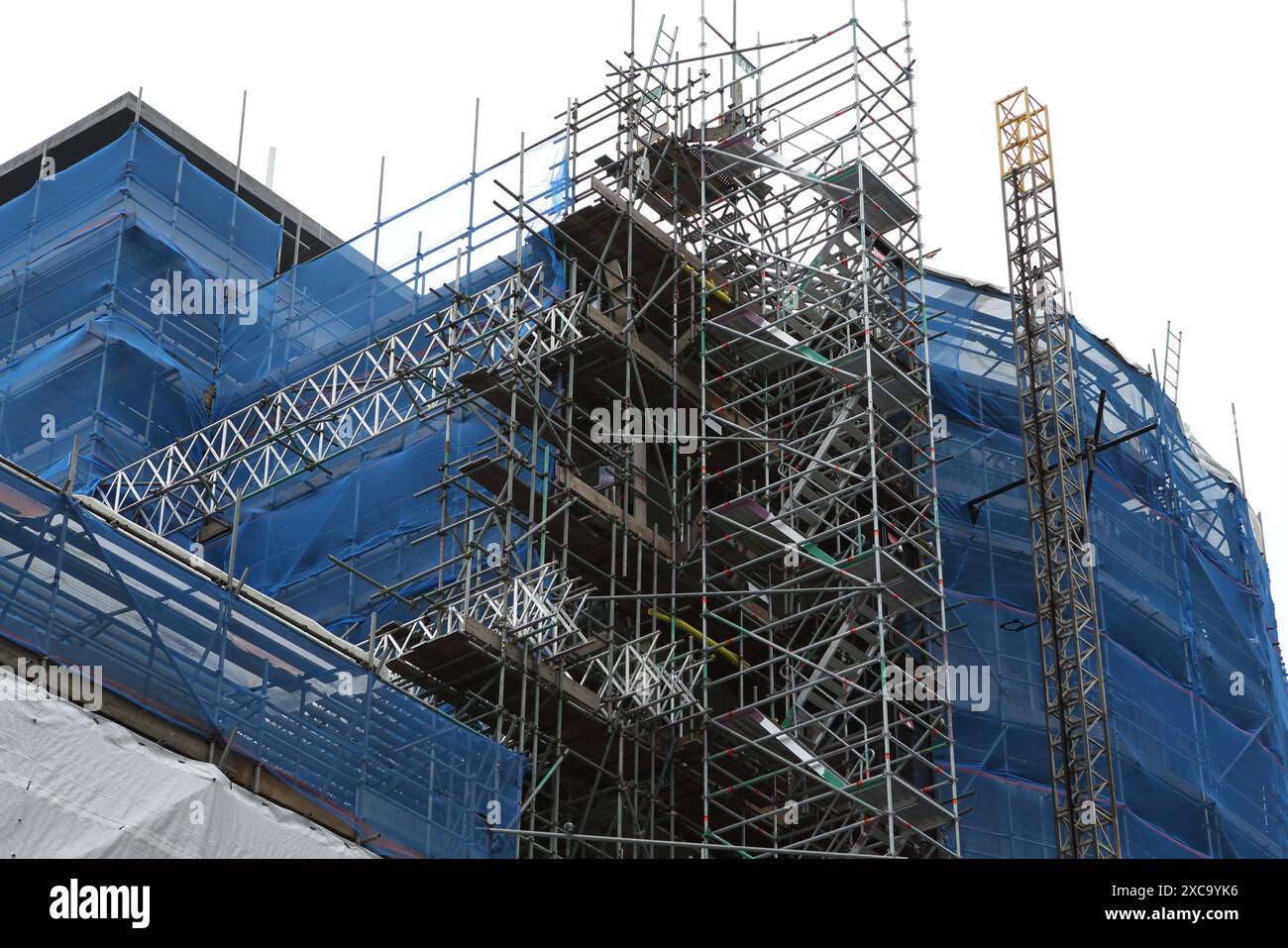 Scaffolding on The Exchange modern apartment blocks to make repairs ...