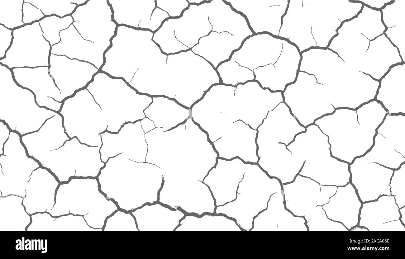 The texture of the cracks is white and black. Vector background ...
