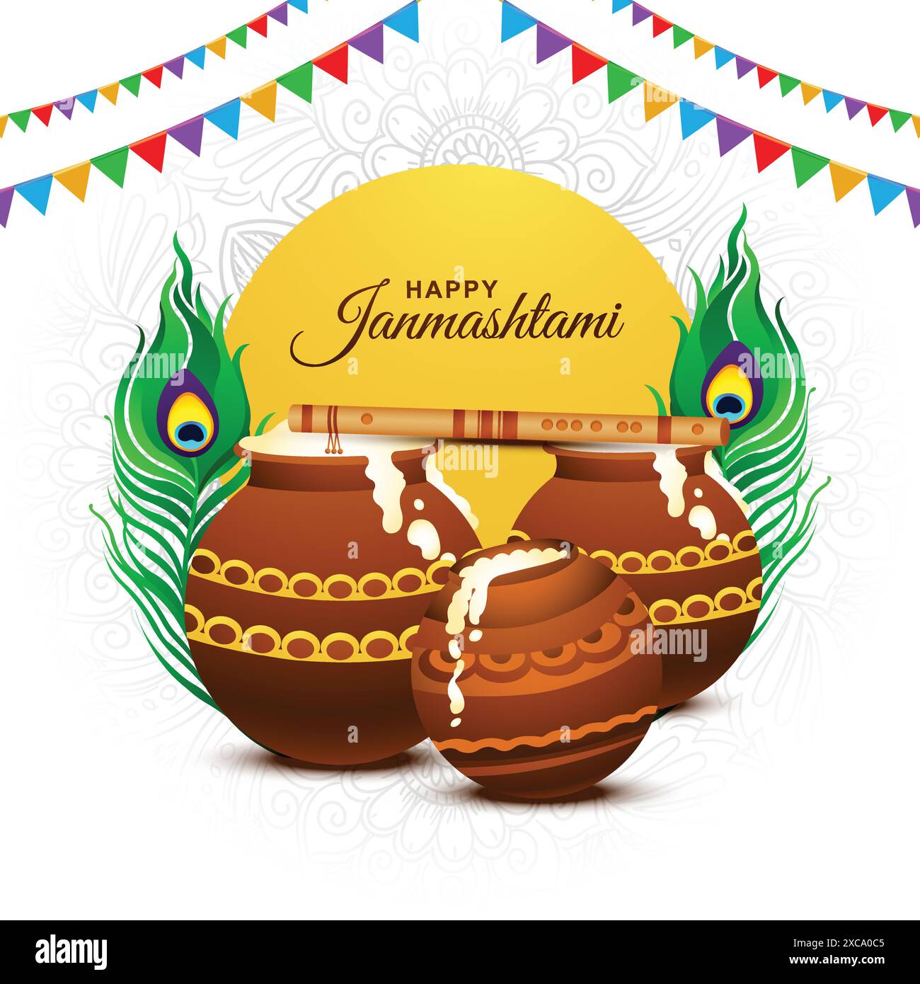 Illustration of dahi handi celebration in happy janmashtami holiday ...