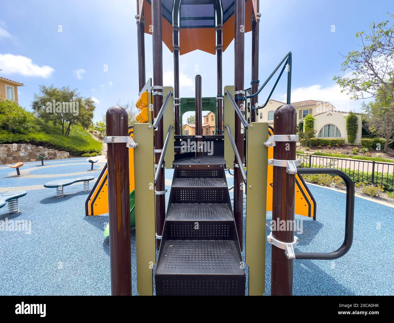 Colorful children playground activities in community public park ...