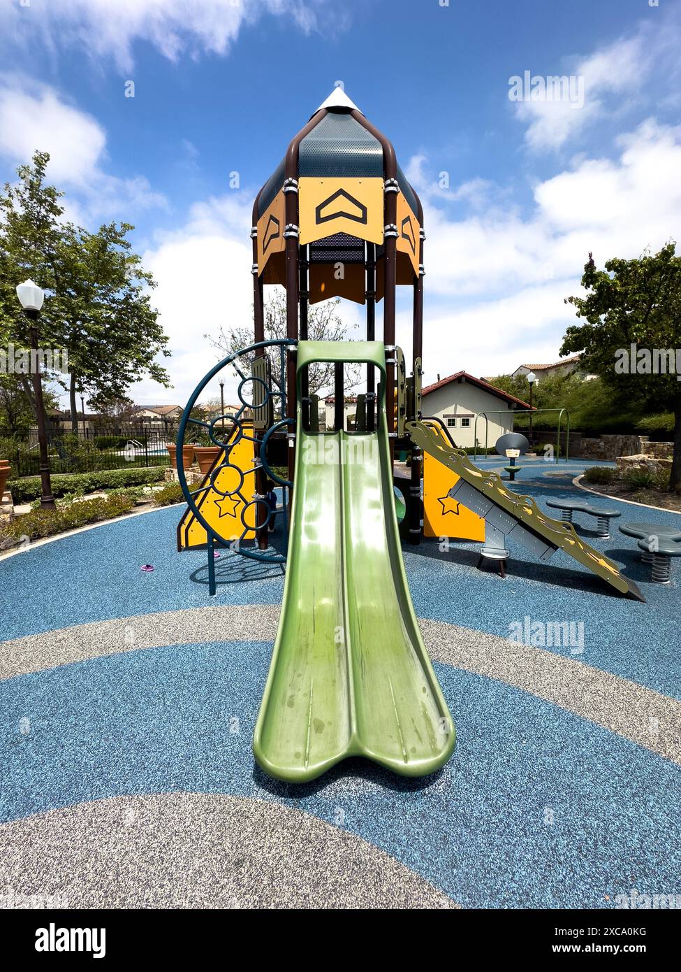 Colorful children playground activities in community public park ...