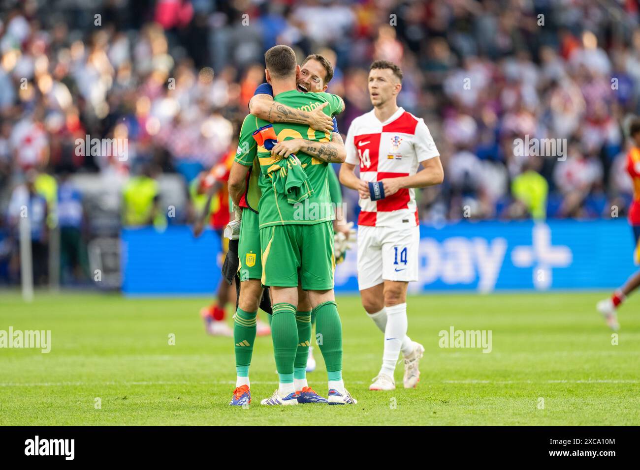 Berlin, Germany. 15th June, 2024. Goalkeepers Unai Simon (23) and Alex ...