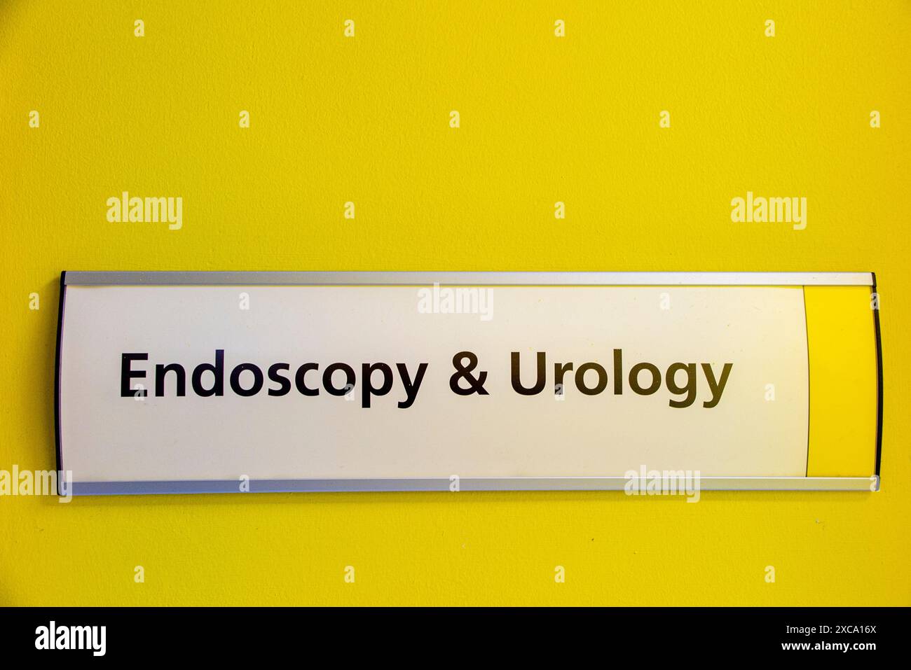 Signs in an NHS hospital - endoscopy and urology Stock Photo - Alamy