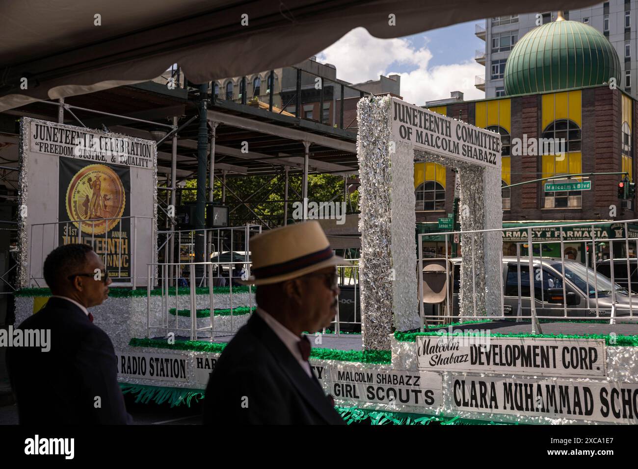 Floats with Juneteenth signs are seen during the 31st annual Juneteenth ...