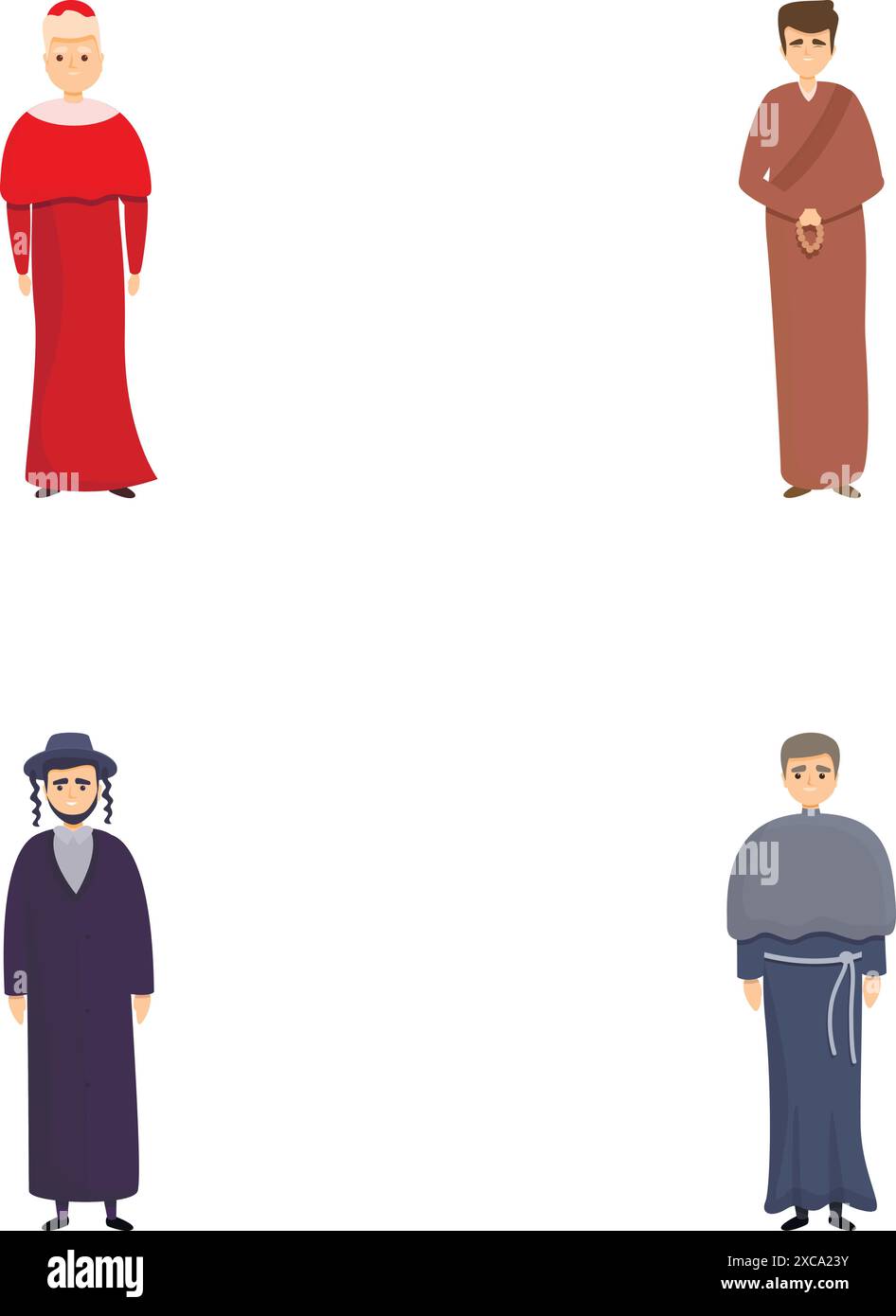 Religious character icons set cartoon vector. Various religious church ...