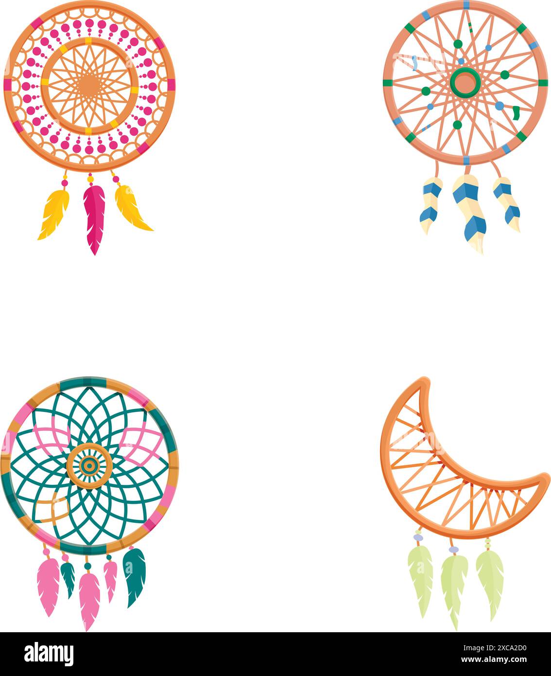 Tribal dreamcatcher icons set cartoon vector. Various colorful dream ...