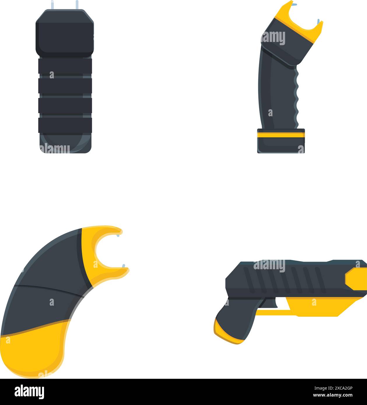 Electric gun icons set cartoon vector. Electroshock weapon for self ...
