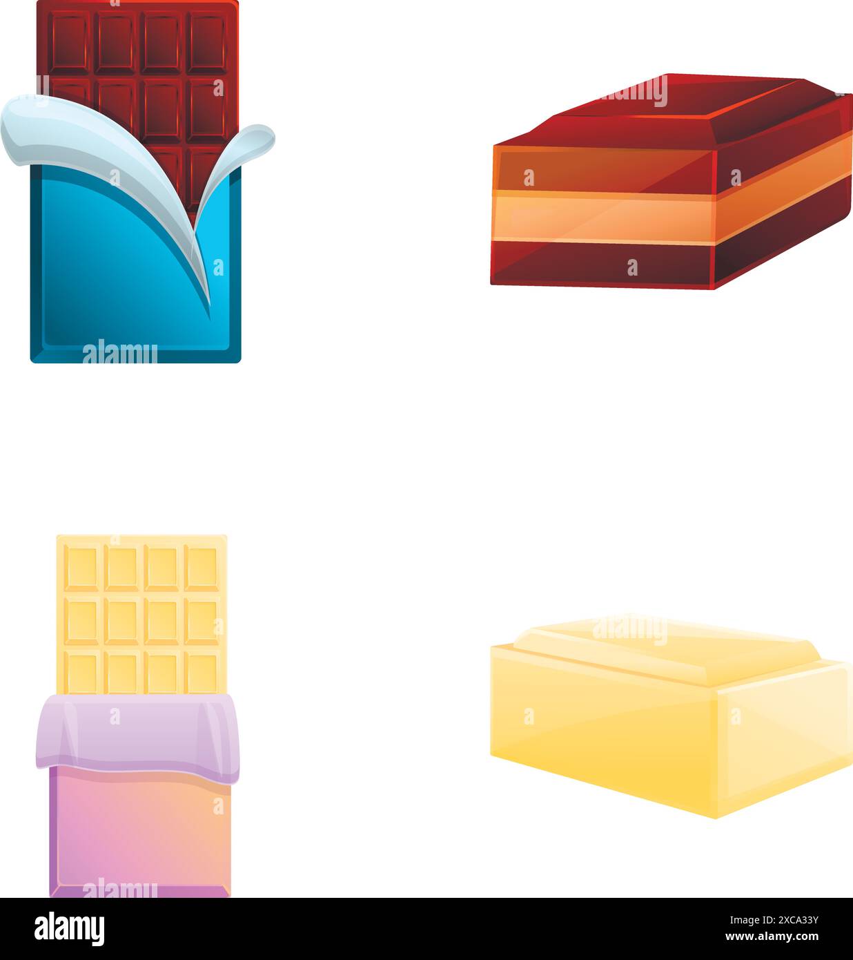 Chocolate bar icons set cartoon vector. Dark and white chocolate bar ...