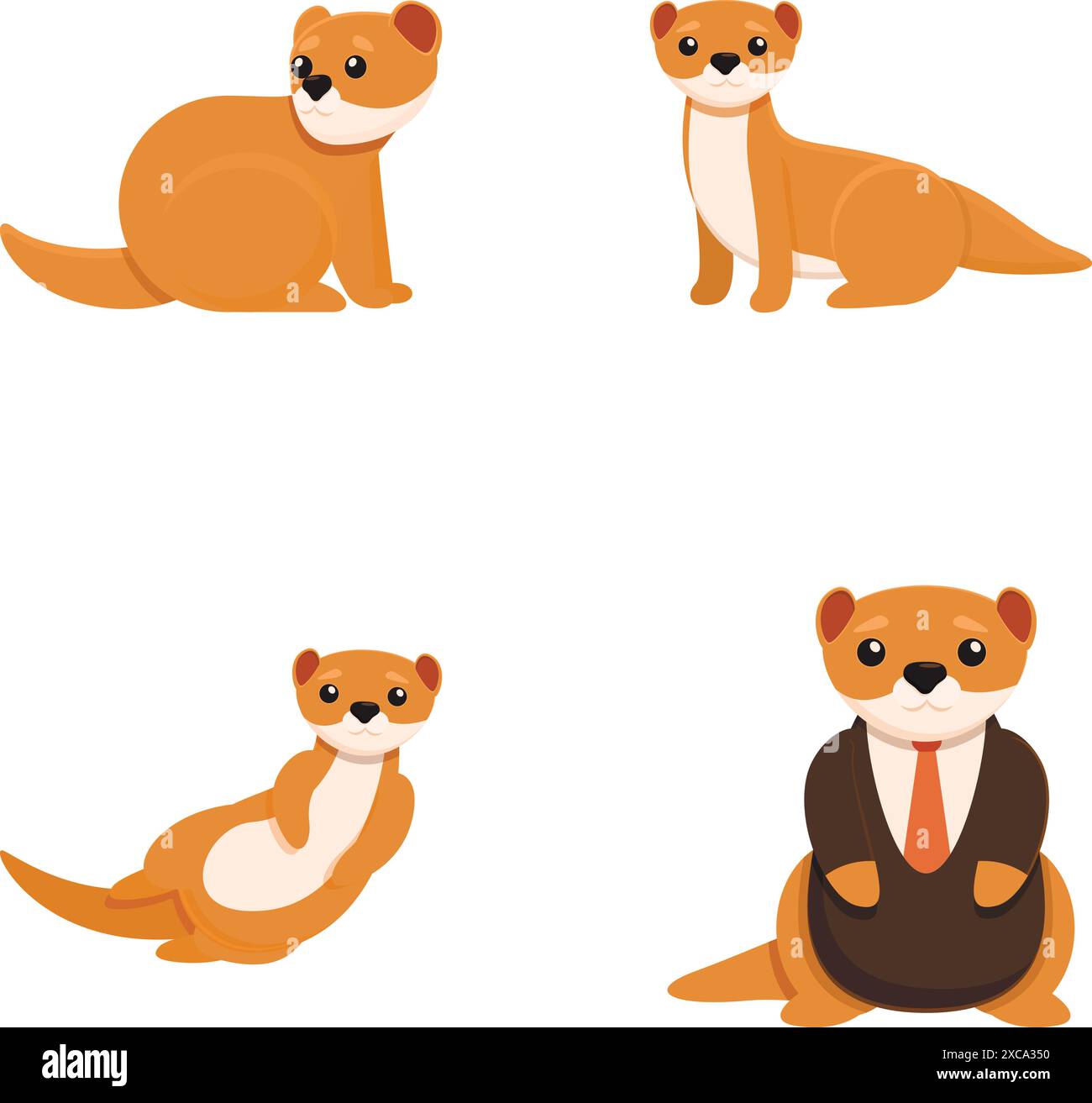 Mink icons set cartoon vector. Cute funny mink animal. Cartoon ...