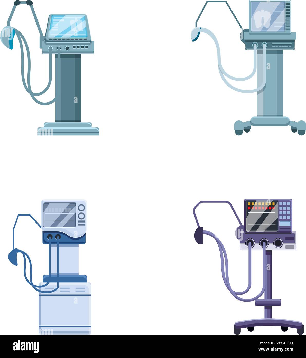 Respiratory ventilator icons set cartoon vector. Equipment for lung ...