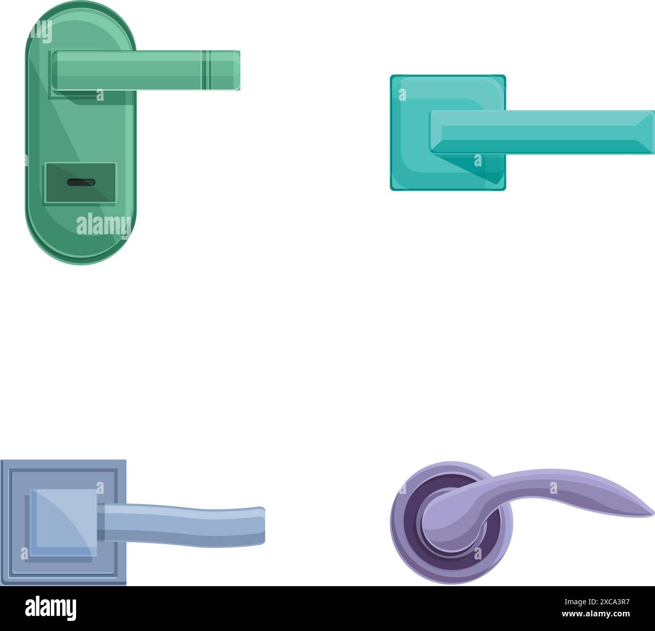 Various handle icons set cartoon vector. Handle for entrance and ...
