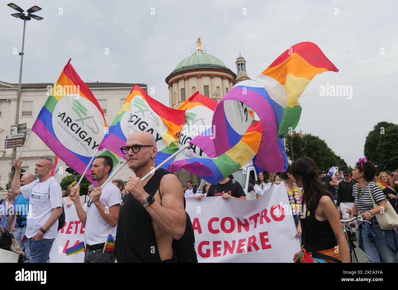 Participants in the fifth edition of Bergamo Pride in the streets of ...