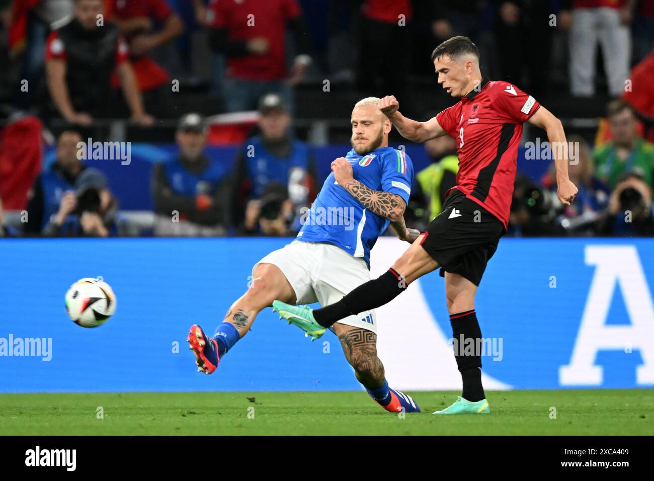 DORTMUND - (l-r) Federico Dimarco of Italy, Jasir Asani of Albania ...