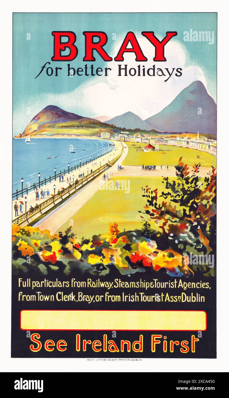 A view of Bray promenade, the headland and the Sugar Loaf in County ...