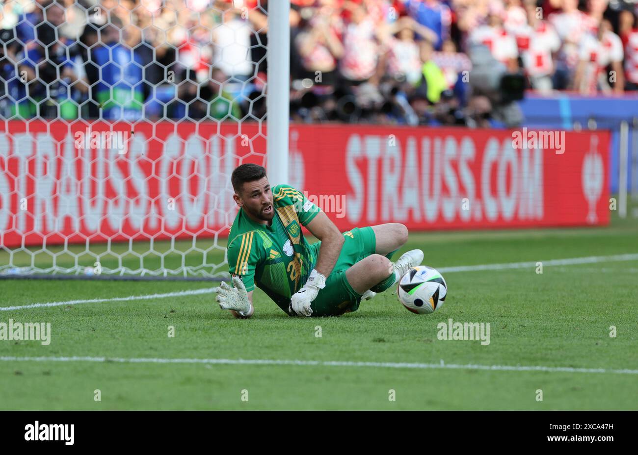 Berlin, Germany. 15th Jun 2024. Goalkeeper Unai Simon of Spain saves ...