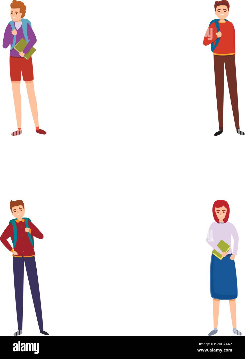 College student icons set cartoon vector. Group of male and female ...