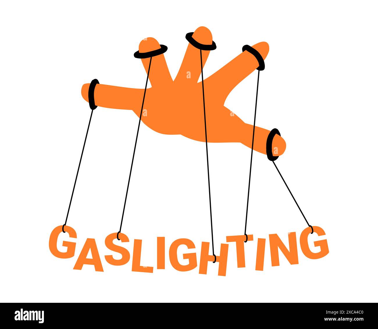Gaslighting - hand is controlling text. Metaphor of manipulation and ...