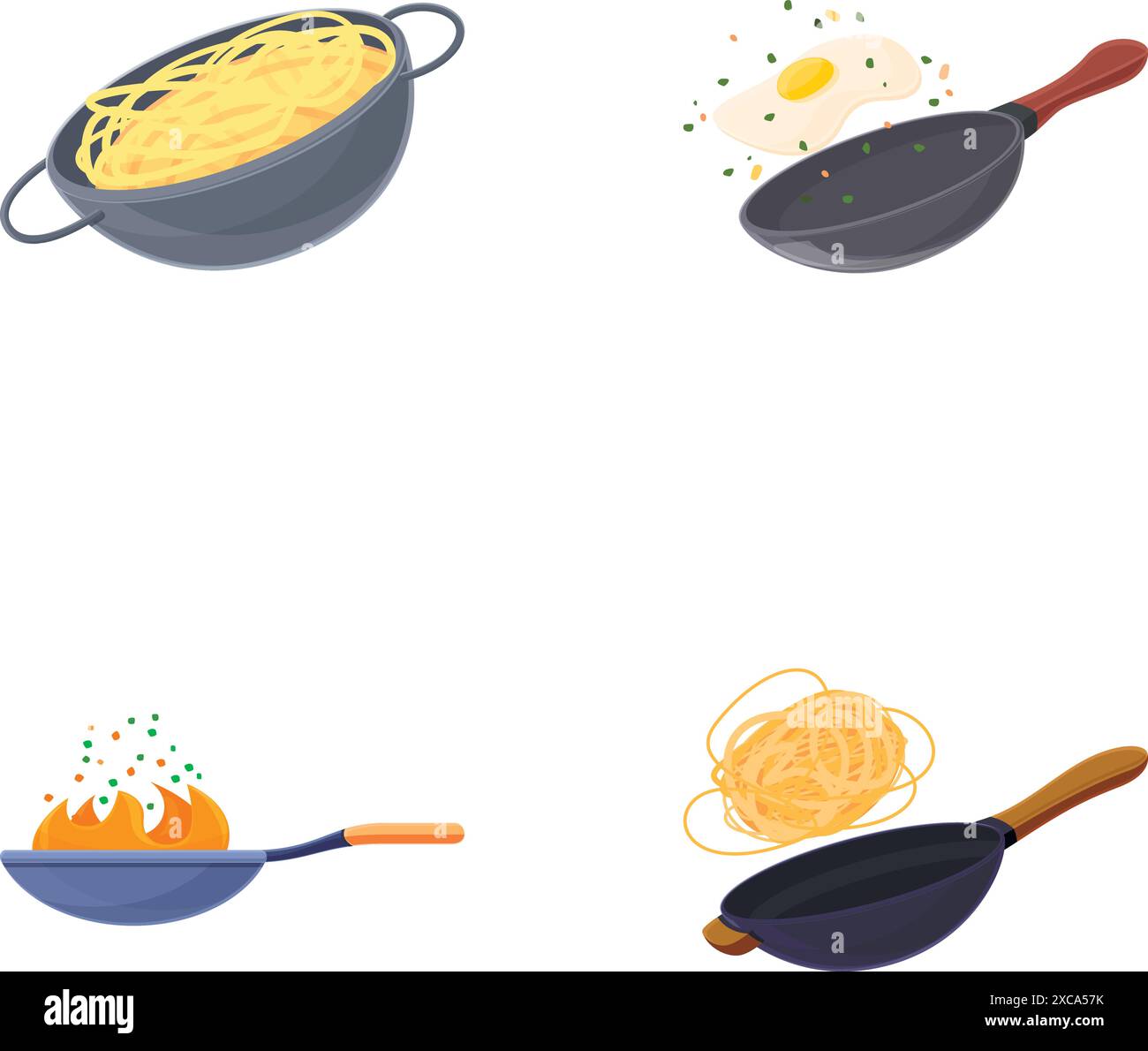 Cooking concept icons set cartoon vector. Various dishes cooked in ...