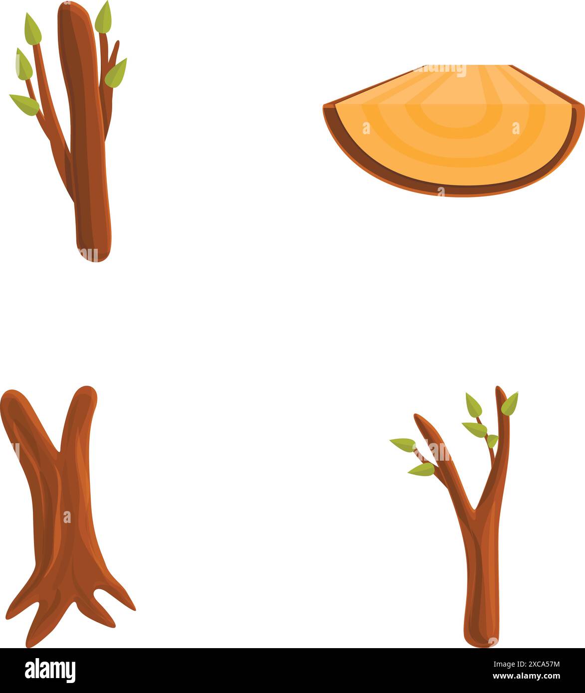 Wood icons set cartoon vector. Natural lumber, carpentry material ...