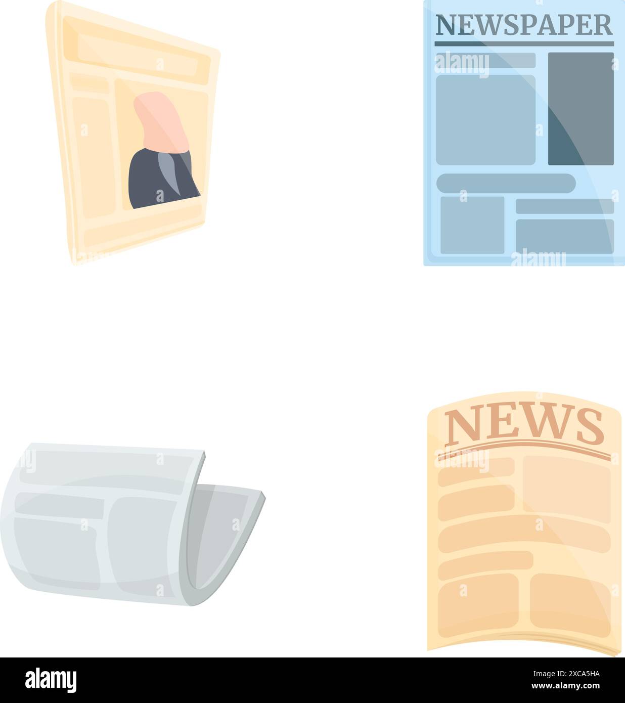 Folded newspaper icons set cartoon vector. Newspaper with various ...