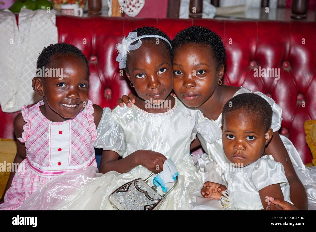 Mozambique, Maputo, Maputo Cidade, Young girls dressed up Stock Photo - Alamy