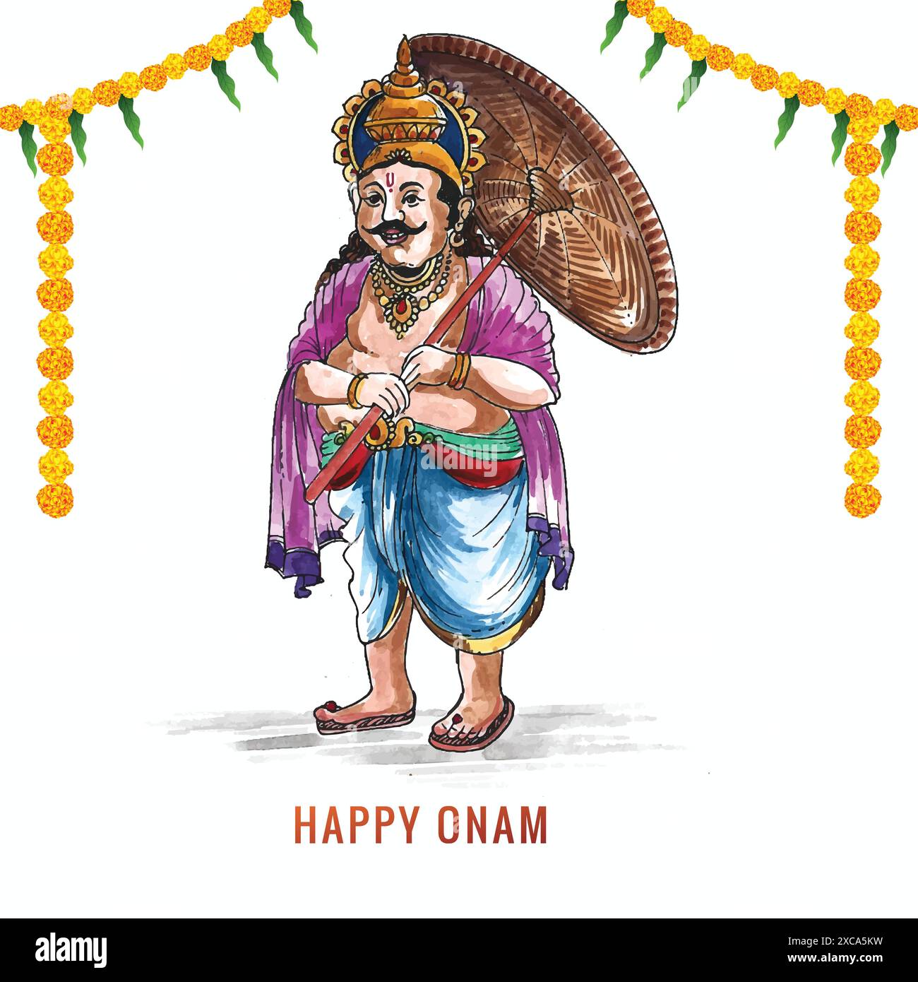 Happy onam festival of south india kerala on watercolor design Stock ...